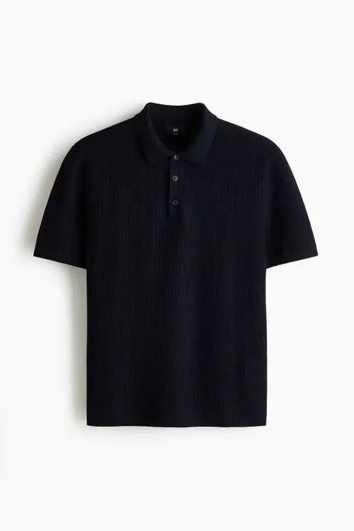 H&M Regular Fit Textured-knit Polo Shirt