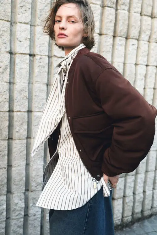 H&m Relaxed Fit Shirt With Scarf Detail - White/striped