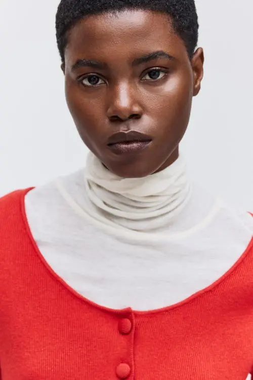 H&m Fitted Rib-knit Cardigan With Scoop Neck - Red
