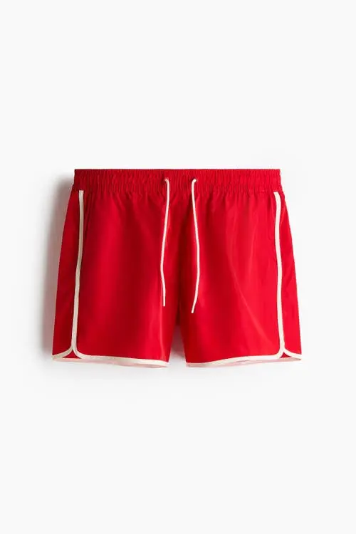 H&m Swim Shorts With Drawstring Waist - Red