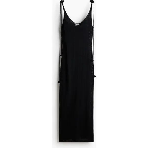 H&m Fine-knit Silk-blend Maxi Dress With Appliqué Detail