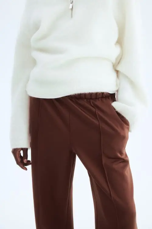 H&m Loose-fit Crease-front Pull-on Pants - Brown