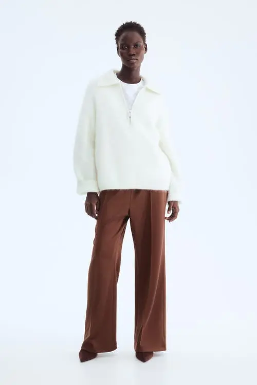H&m Loose-fit Crease-front Pull-on Pants - Brown