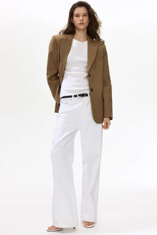 H&m Ribbed Silk-blend Vest Top - White