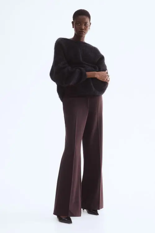 H&m Flared Tailored Trousers - Dark Brown