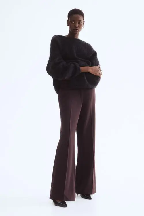 H&m Flared Tailored Trousers - Dark Brown