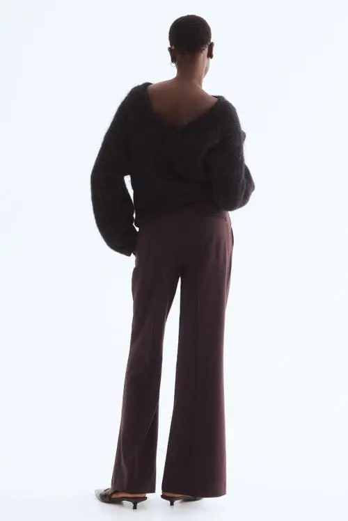 H&m Flared Tailored Trousers - Dark Brown