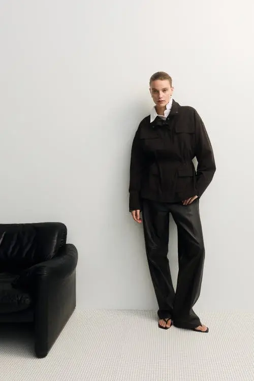 H&m Ponte Di Roma Funnel Neck Jacket