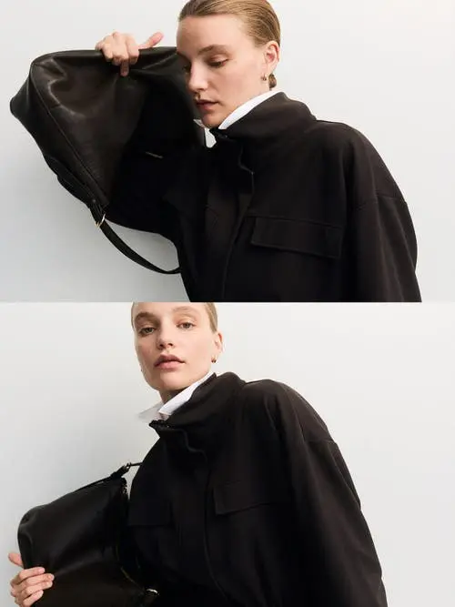 H&m Ponte Di Roma Funnel Neck Jacket