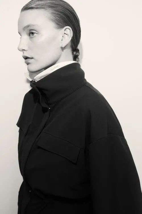 H&m Ponte Di Roma Funnel Neck Jacket
