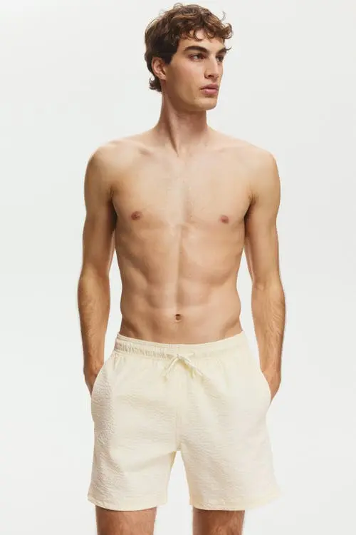 H&m Seersucker Swim Shorts With Drawstring Waist