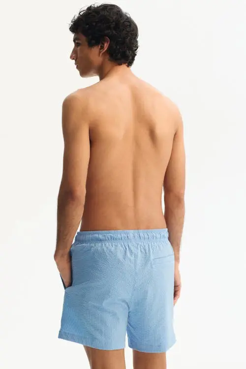 H&m Seersucker Swim Shorts With Drawstring Waist