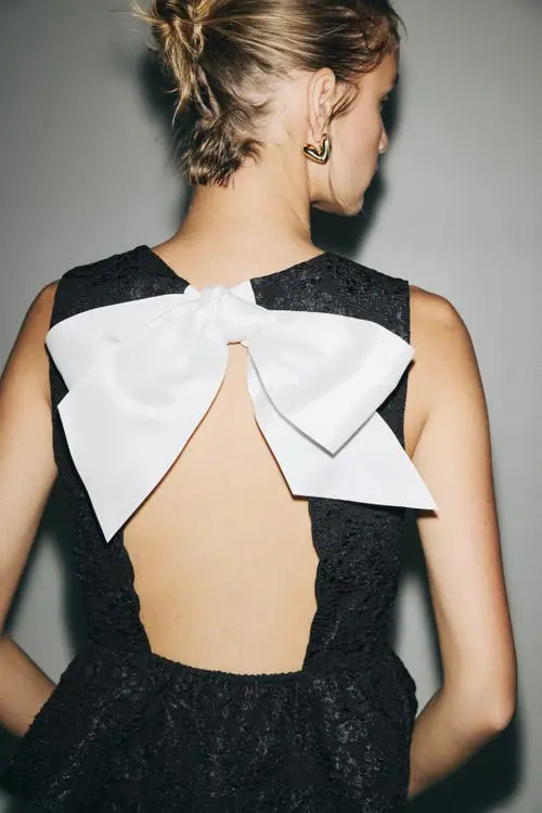 H&m Bow-detail Peplum Top