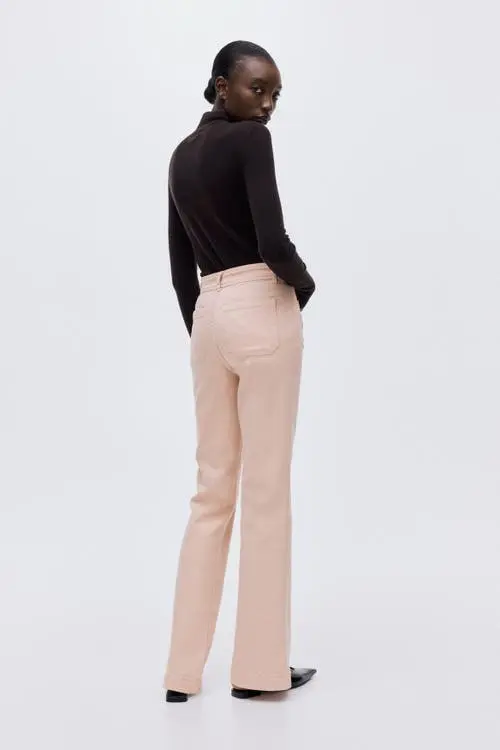 H&M Flared High Rise Jeans - Peach Pink