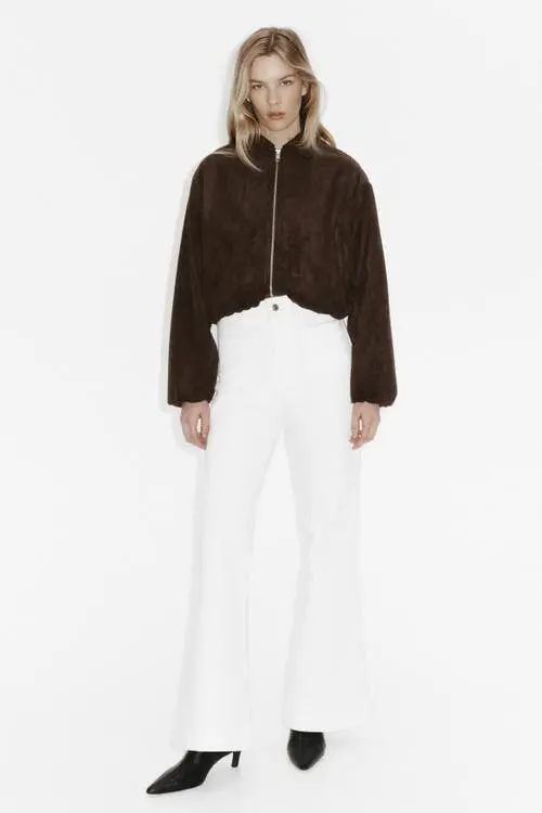 H&m Flared High Rise Jeans - White