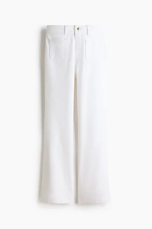 H&m Flared High Rise Jeans - White