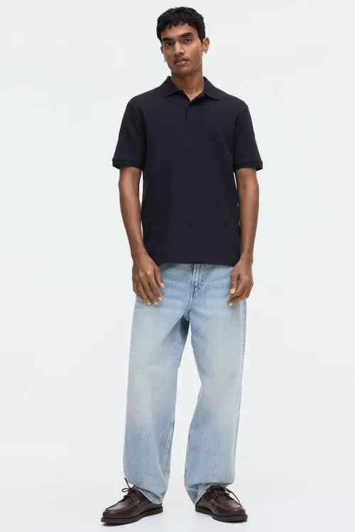 H&m Regular Fit Polo Shirt - Navy Blue
