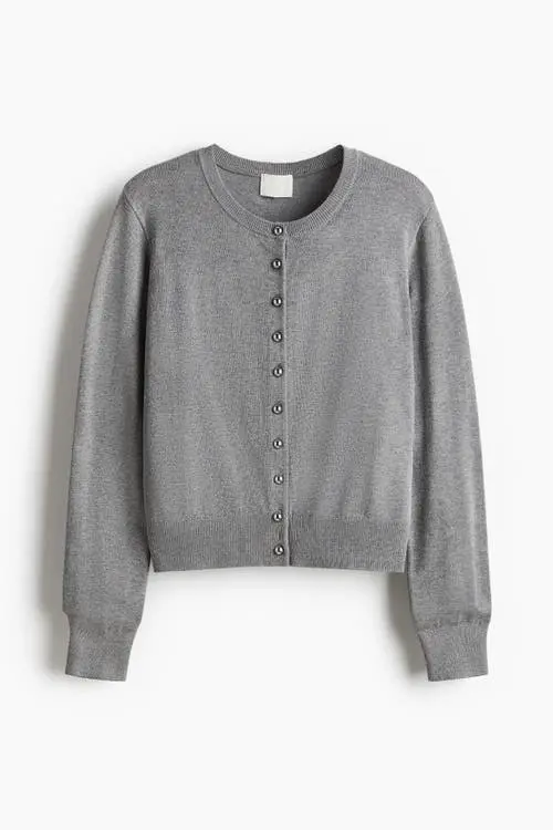 H&m Knitted Cardigan With Gold-coloured Buttons
