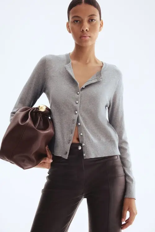 H&m Knitted Cardigan With Gold-coloured Buttons
