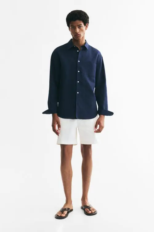 H&M Regular Fit Cotton Twill Chino Shorts - Cream