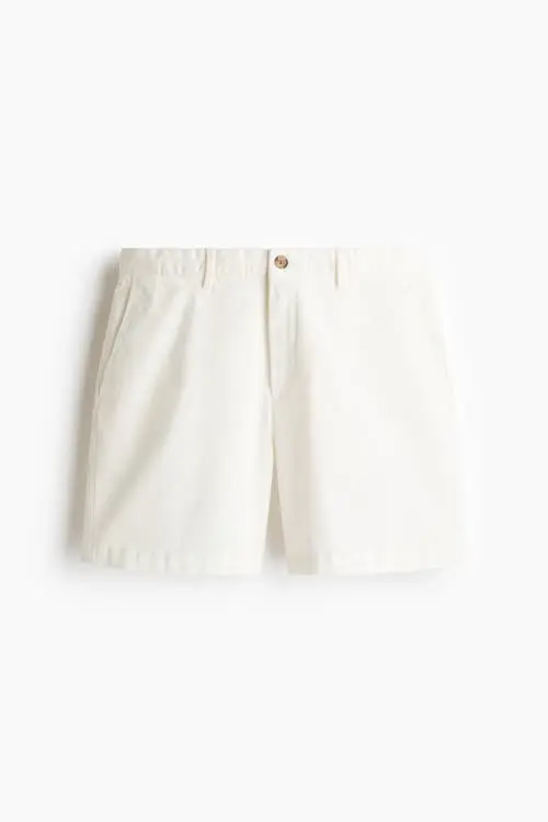 H&M Regular Fit Cotton Twill Chino Shorts - Cream