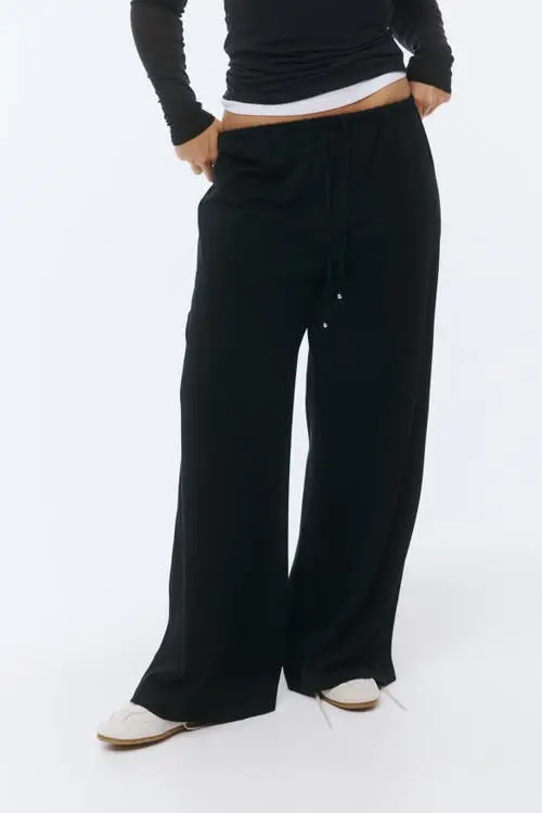 H&m Cotton Drawstring Trousers - Black