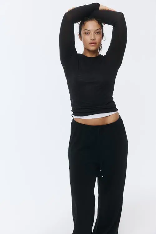 H&m Cotton Drawstring Trousers - Black