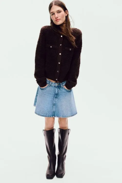 H&m Bouclé-knit Cardigan With Button Detail