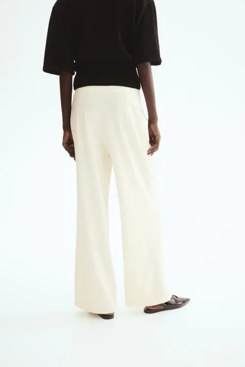 H&m Ponte Di Roma Tailored Wide-leg Trousers With Decorative Buckle