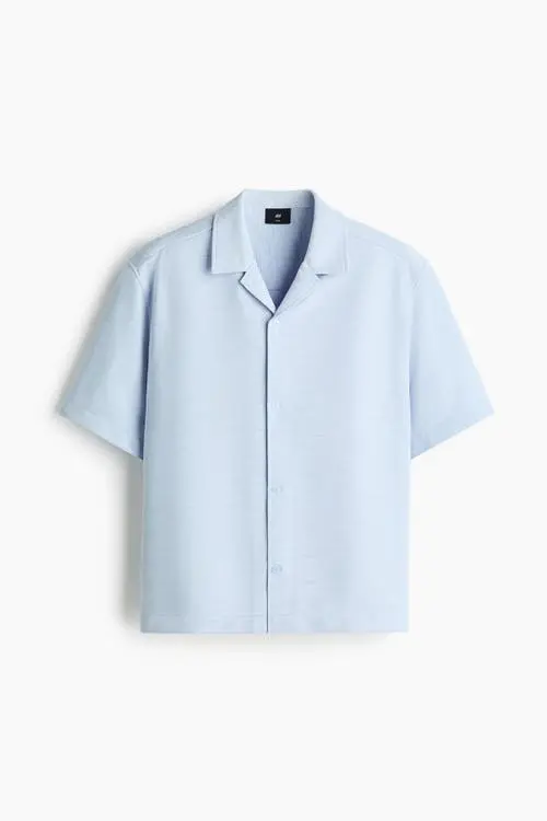 H&m Loose Fit Resort Shirt - Light Blue