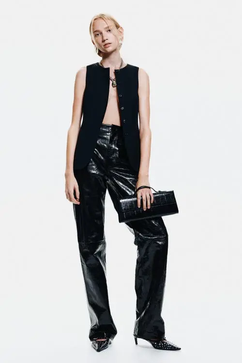 H&m Long Waistcoat - Black