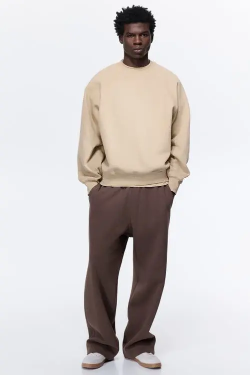H&m Oversized Fit Sweatshirt With Raglan Sleeves - Beige