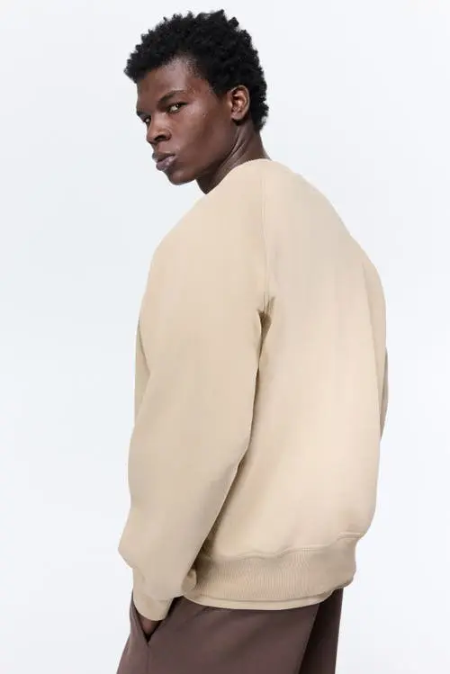 H&m Oversized Fit Sweatshirt With Raglan Sleeves - Beige