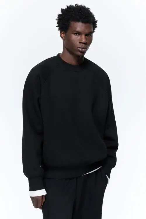 H&m Oversized Fit Sweatshirt With Raglan Sleeves - Black