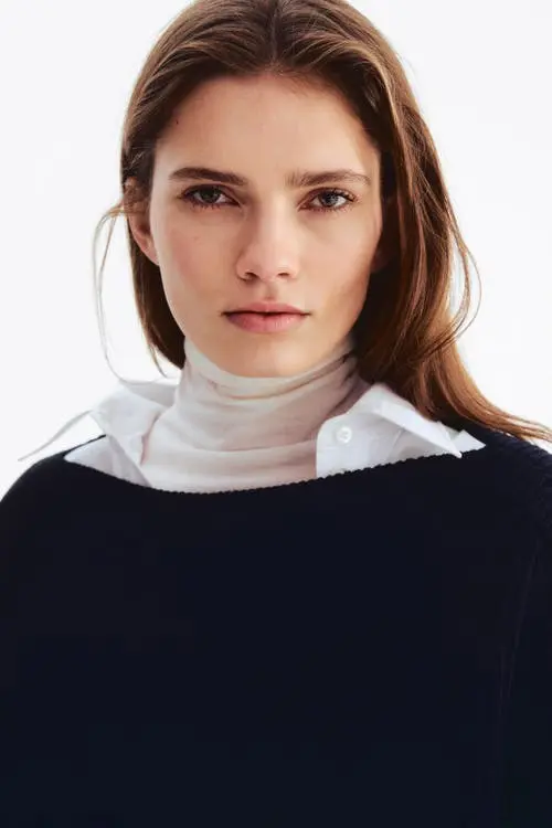 H&m Oversized Wool-blend Jumper With Boat Neckline - Navy Blue