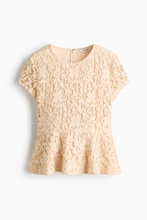 H&m Crochet-look Peplum Top