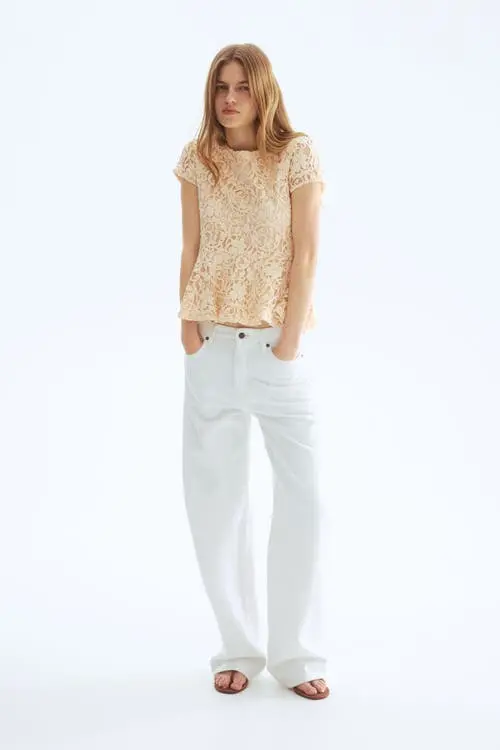 H&m Crochet-look Peplum Top