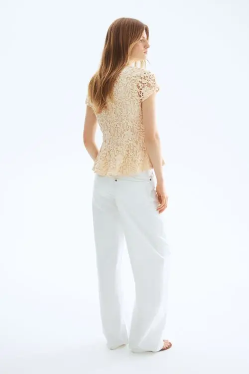 H&m Crochet-look Peplum Top