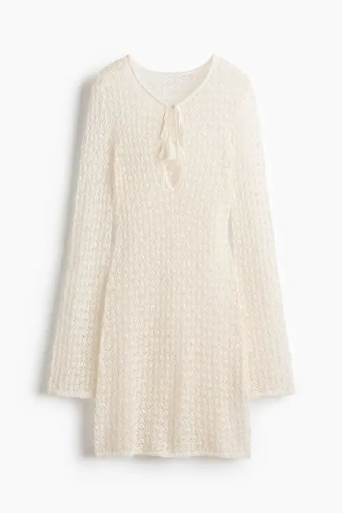 H&m Crochet-look Beach Mini Dress - White
