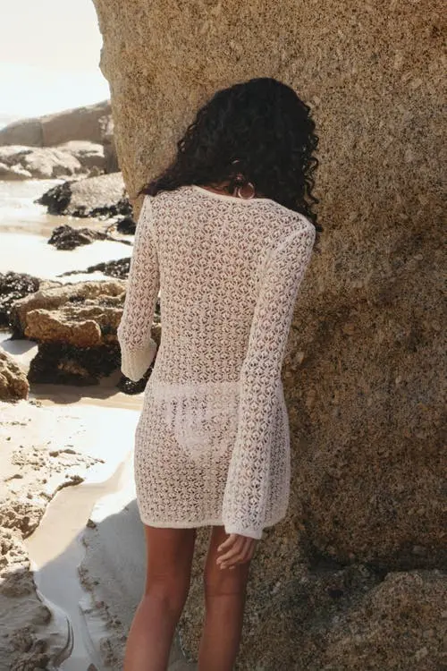 H&m Crochet-look Beach Mini Dress - White