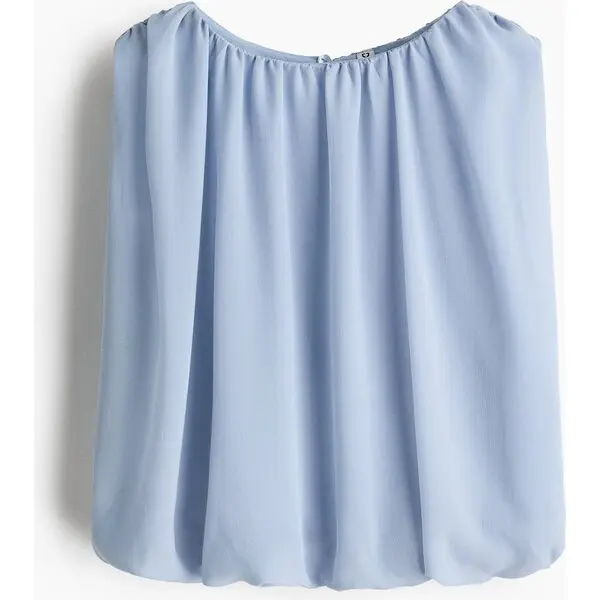 H&m Sleeveless Draped Bubble-hem Top - Light Blue