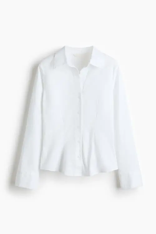 H&m Fitted Striped Shirt With Classic Collar