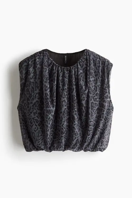 H&m Draped Mesh Sleeveless Top