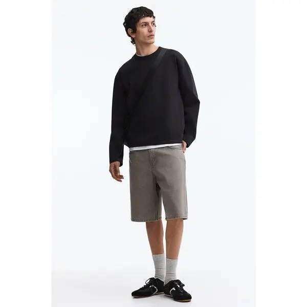 H&m Relaxed Knee-length Denim Shorts