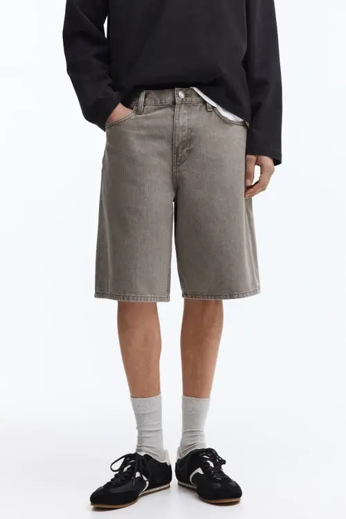 H&m Relaxed Knee-length Denim Shorts