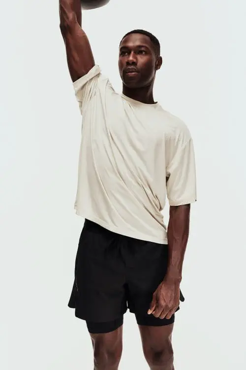 H&m Double-layered Sports Shorts With Drymove™ Technology - Black