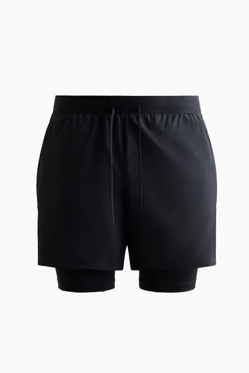 H&M Double-layered Sports Shorts With Drymove™ Technology - Black
