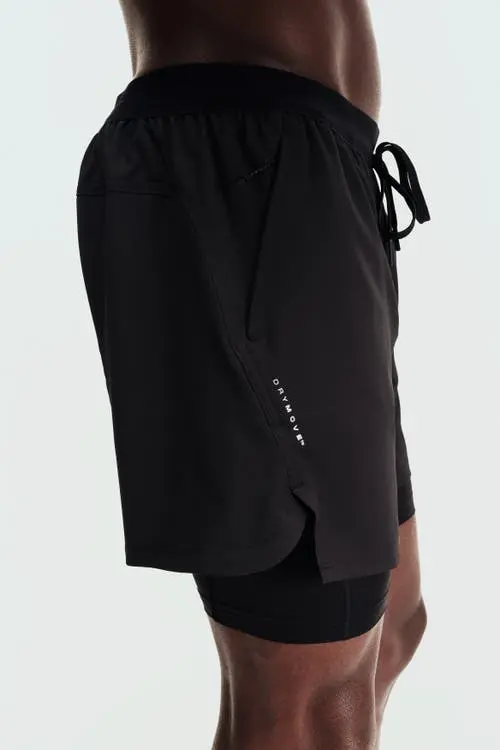 H&M Double-layered Sports Shorts With Drymove™ Technology - Black
