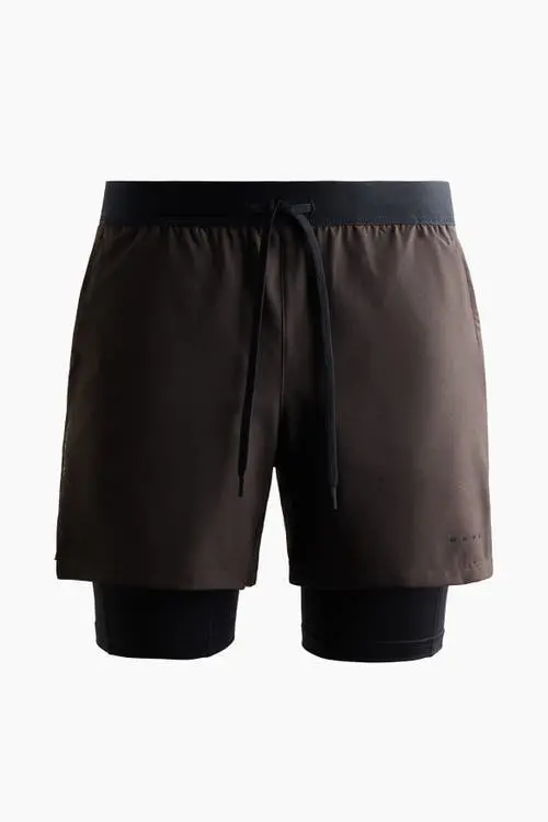 H&m Double-layered Sports Shorts With Drymove™ Technology - Brown
