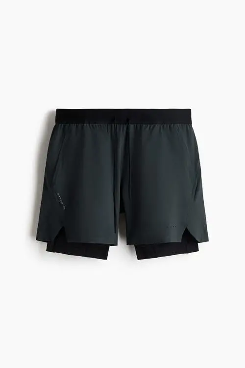 H&M Double-layered Sports Shorts With Drymove™ Technology - Dark Gray